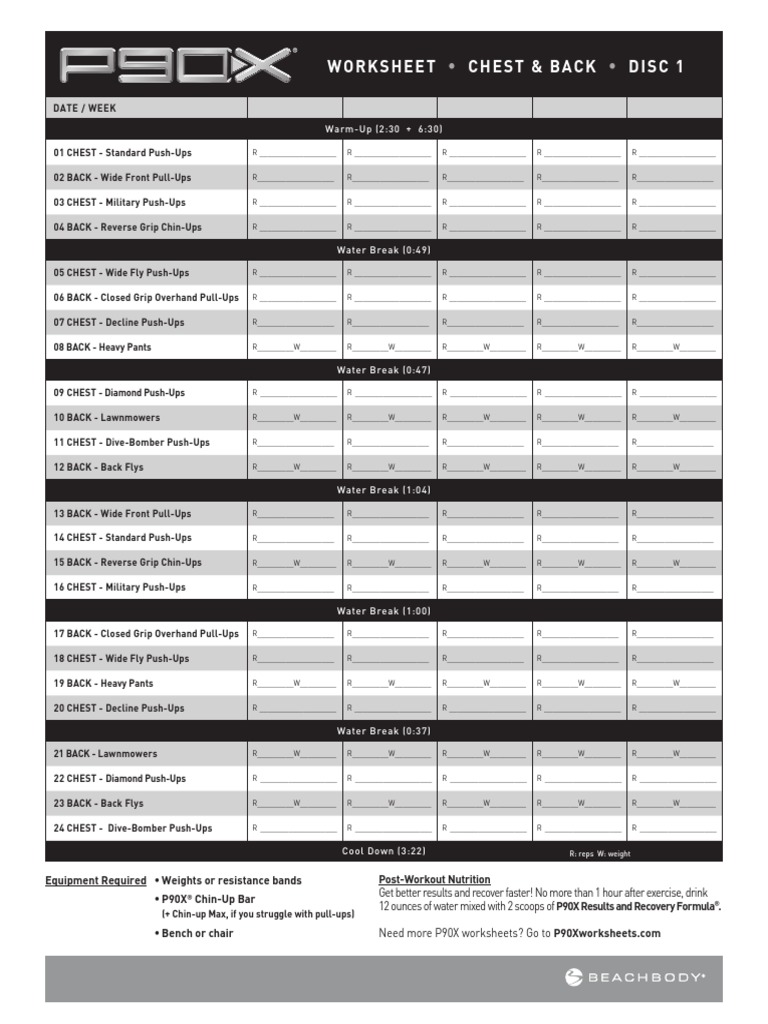 P90X Worksheets PDF | PDF