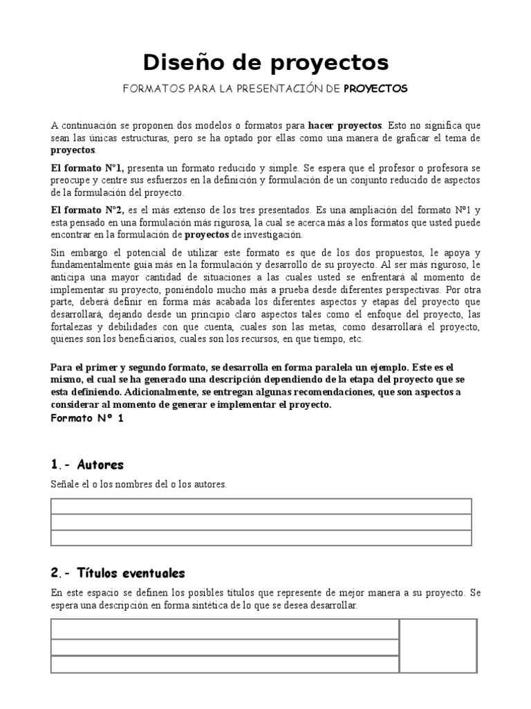 Formatos para Presentar Proyectos | PDF