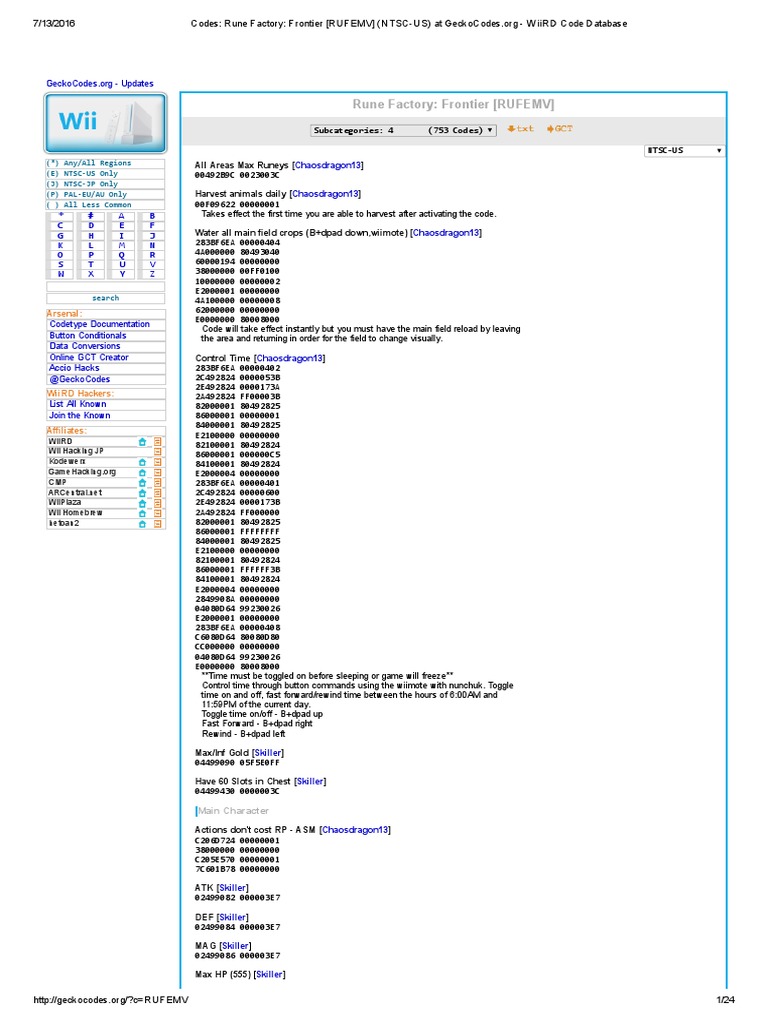 Rune Factory Codes | PDF | Leisure | Sports