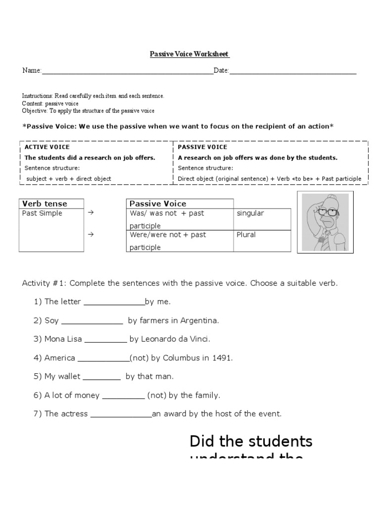 Passive Voice Worksheet | PDF | Verb | Linguistic Morphology