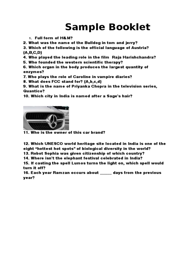 Sample Booklet | PDF