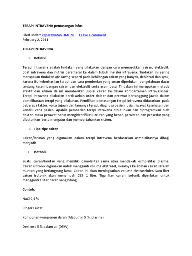 Panduan Terapi Intravena | PDF