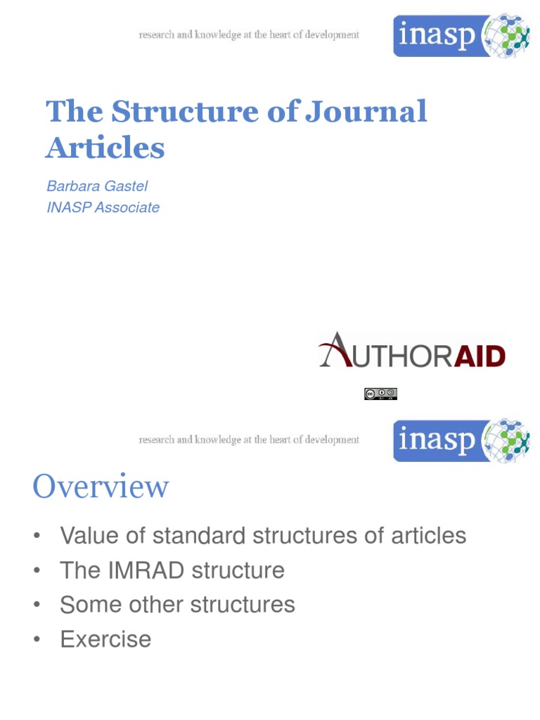 The Structure of Journal Articles: Barbara Gastel INASP Associate | PDF ...