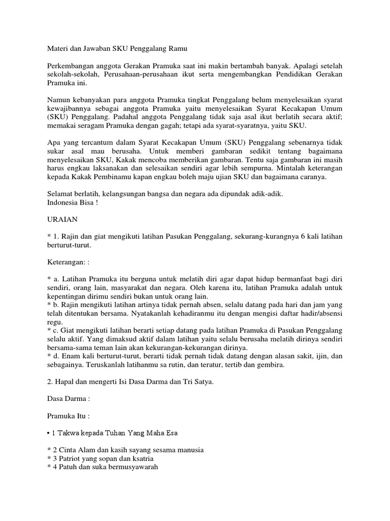 Materi Dan Jawaban SKU Penggalang Ramu | PDF