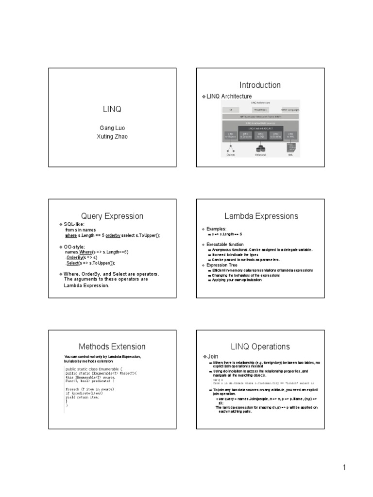 Linq Architecture Sql Like Pdf Language Integrated Query Anonymous Function