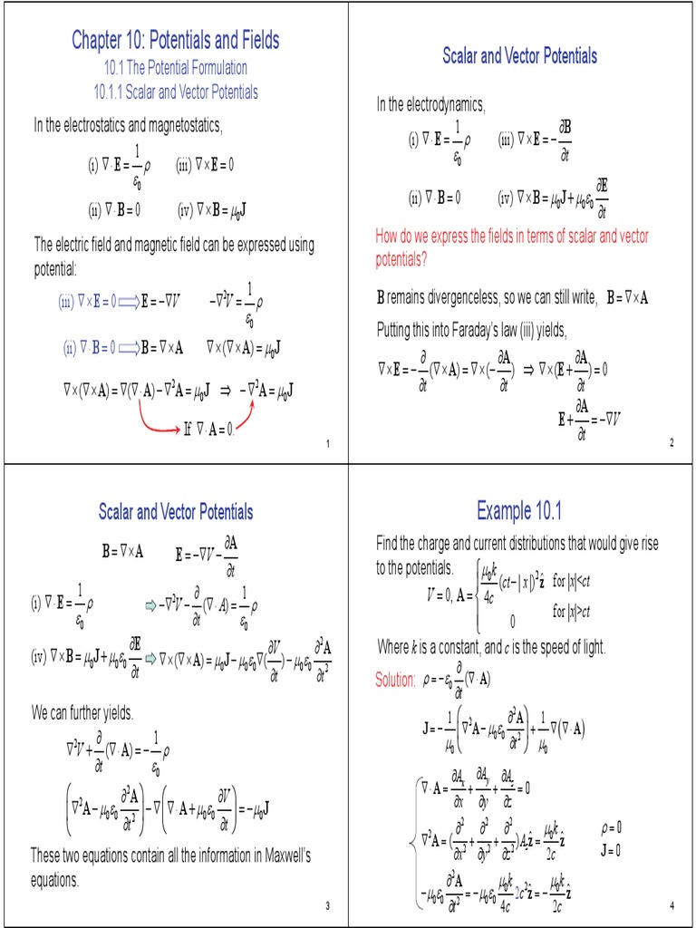 Scalar and Vector Potentials: E E B B J B E E E B B J | Download Free ...
