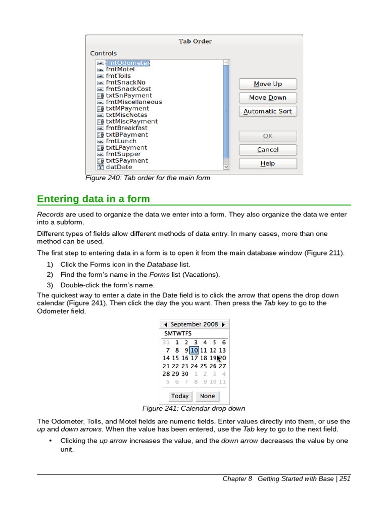 Entering Data in A Form: Chapter 8 Getting Started With Base - 251 | PDF | Spreadsheet | Databases