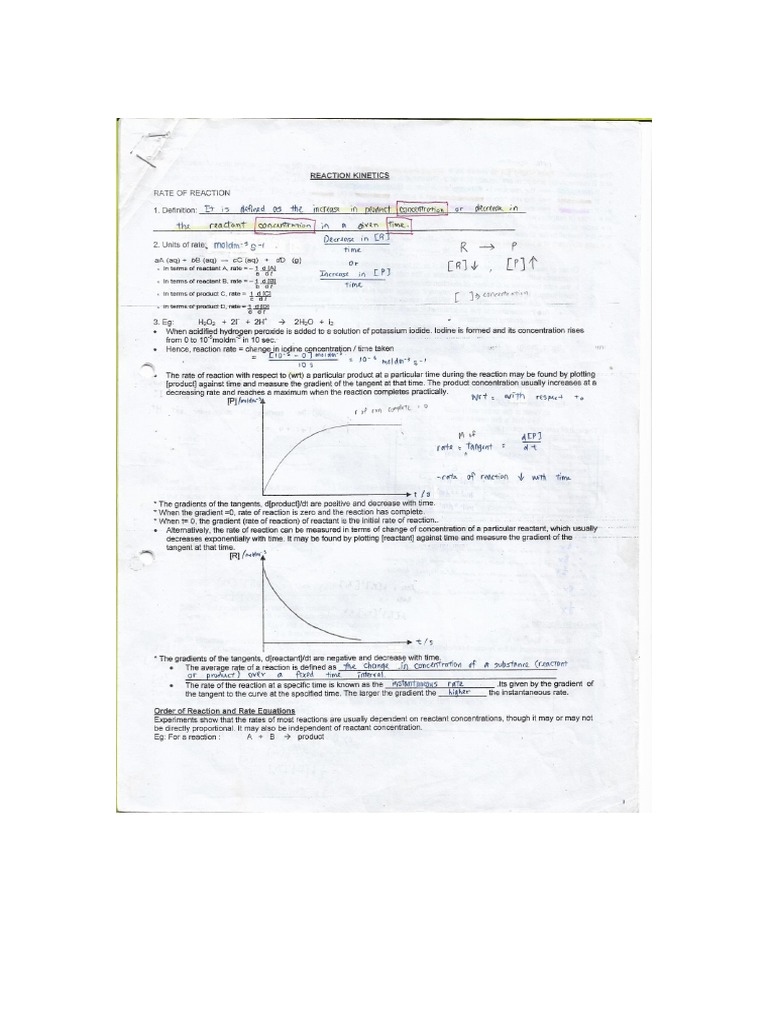 STPM Chemistry Term 1 Chapter 5: Reaction Kinetics | PDF