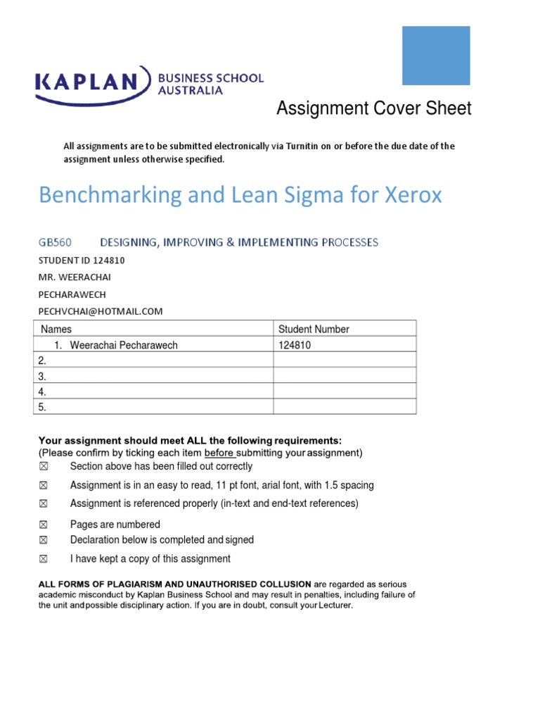 Benchmarking and Lean Sigma For Xerox Company | PDF | Benchmarking ...