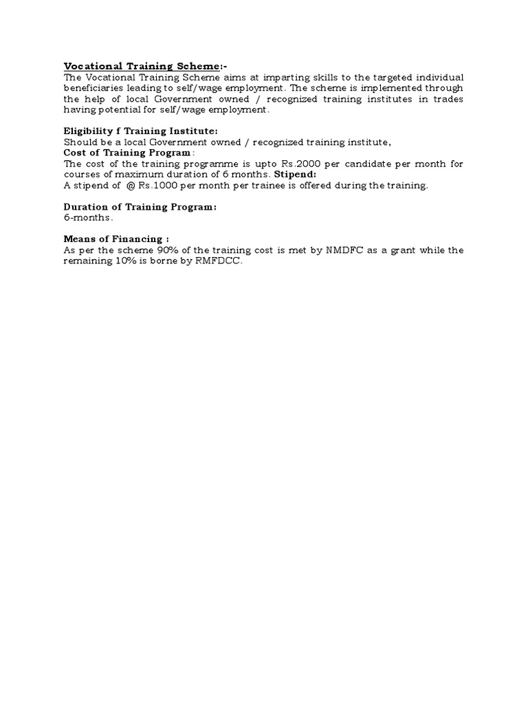 Vocational Training Scheme Overview | PDF
