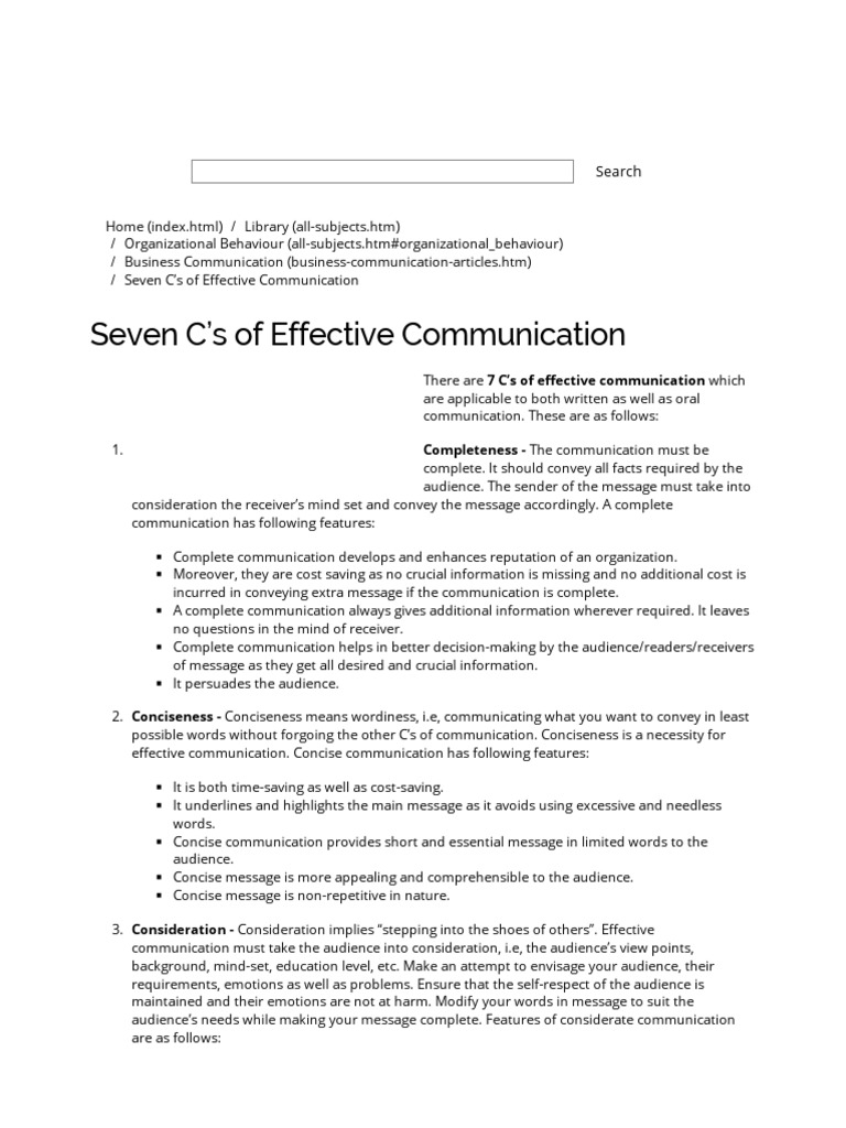 The Seven C's of Effective Communication: Completeness, Conciseness ...
