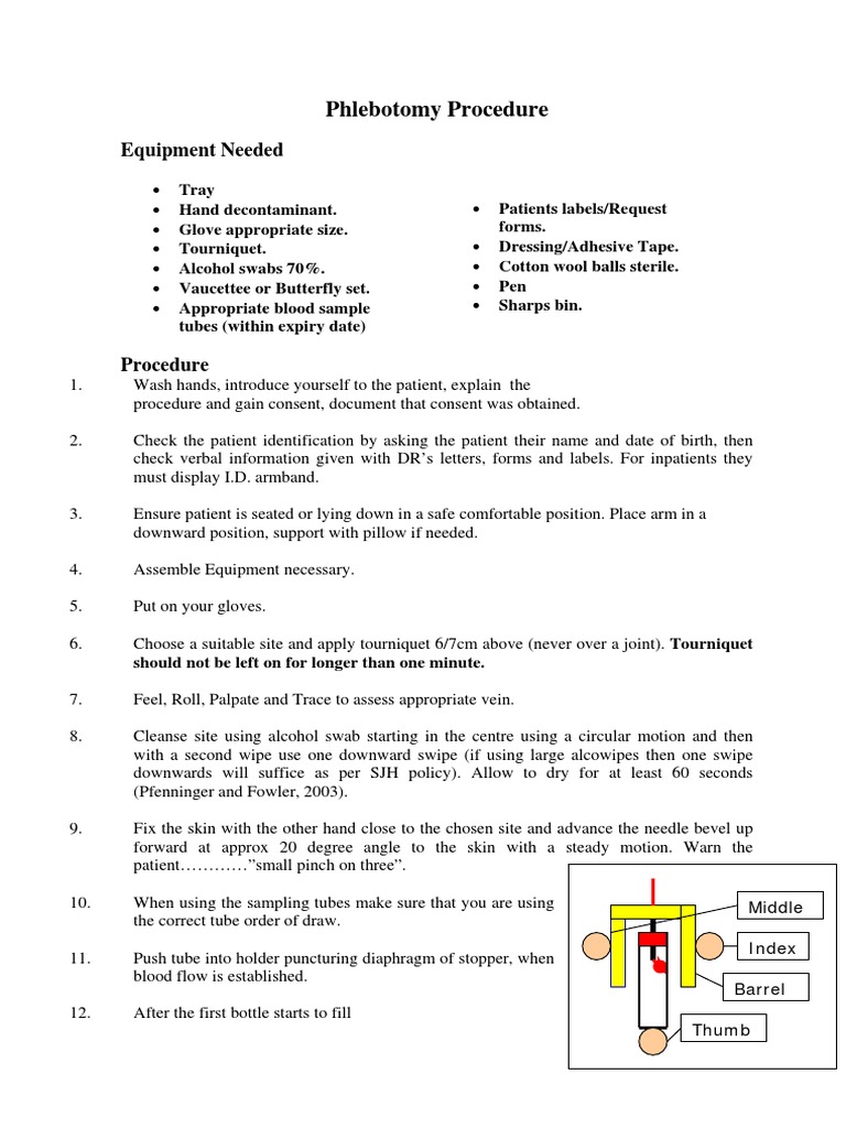 Phlebotomy Procedure Guide and Tips | PDF | Clinical Medicine | Medical ...