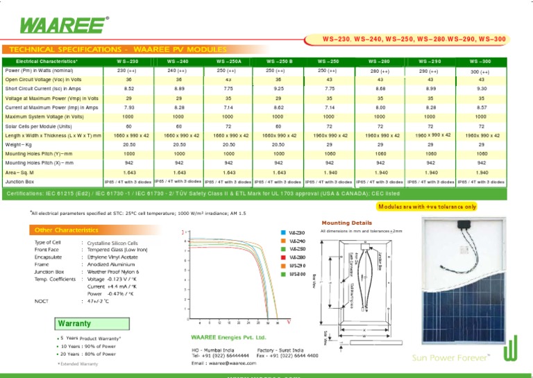 3 Waaree Series Ws 230-Ws 400 | PDF | Volt | Diode