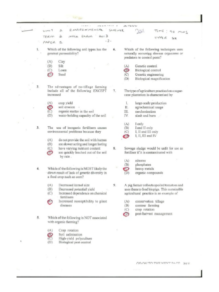 CAPE Envi Science - Unit 2 Paper 1 (2011) | PDF