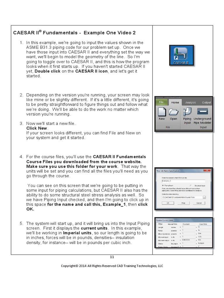 Caesar Ii Fundamentals - Example One Video 2: Click New | PDF | Density ...