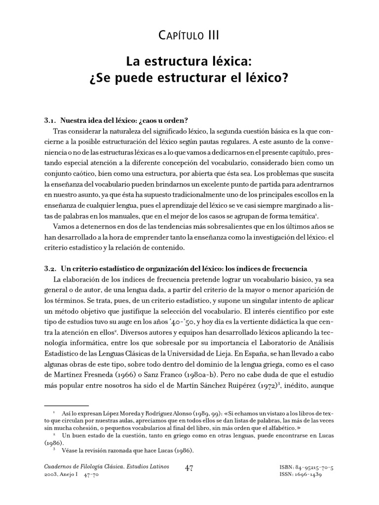 Estructura Del Lexico | PDF | Palabra | Léxico