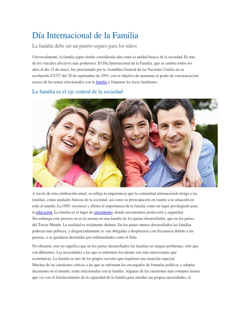 Día Internacional de la Familia | PDF | Familia | Naciones Unidas