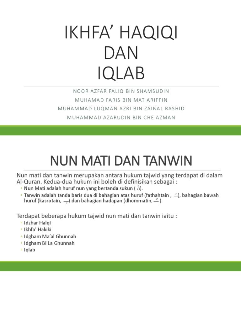 Ikhfa' Haqiqi Dan Iqlab | PDF