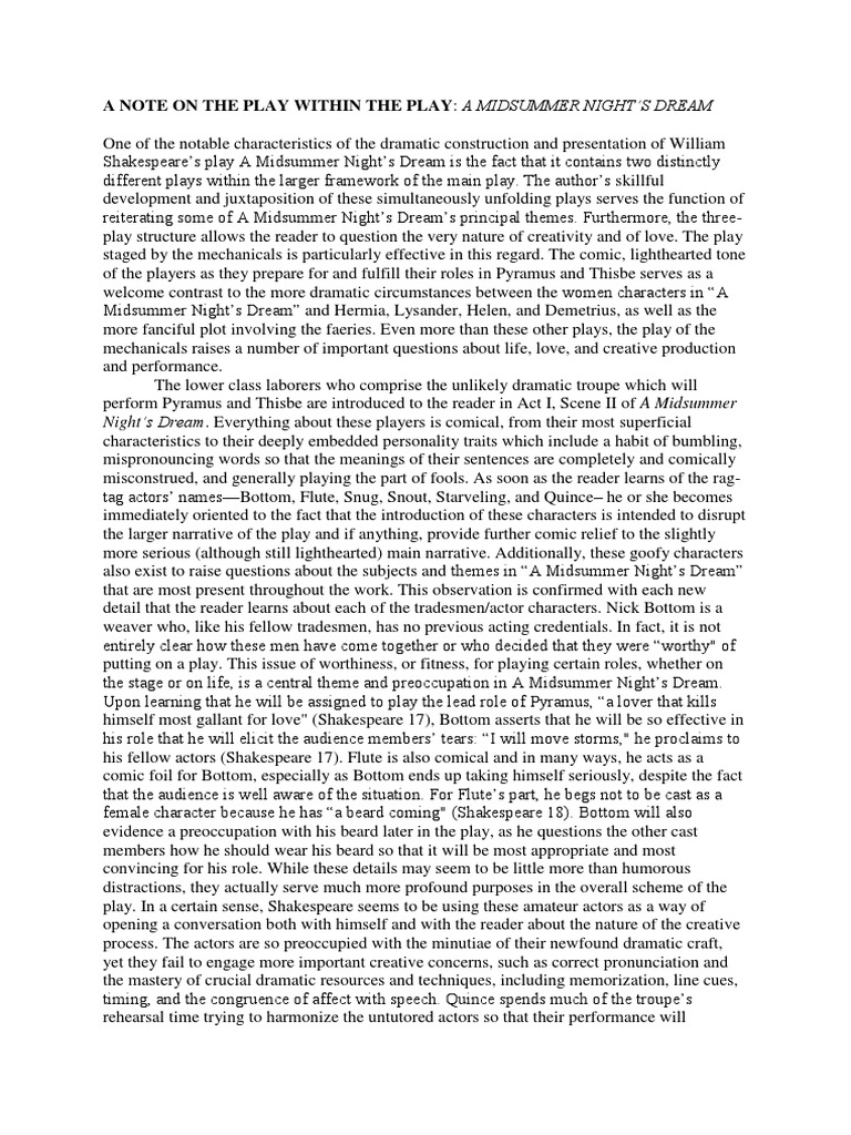 Significance of the Play Within a Play | PDF | A Midsummer Night's ...