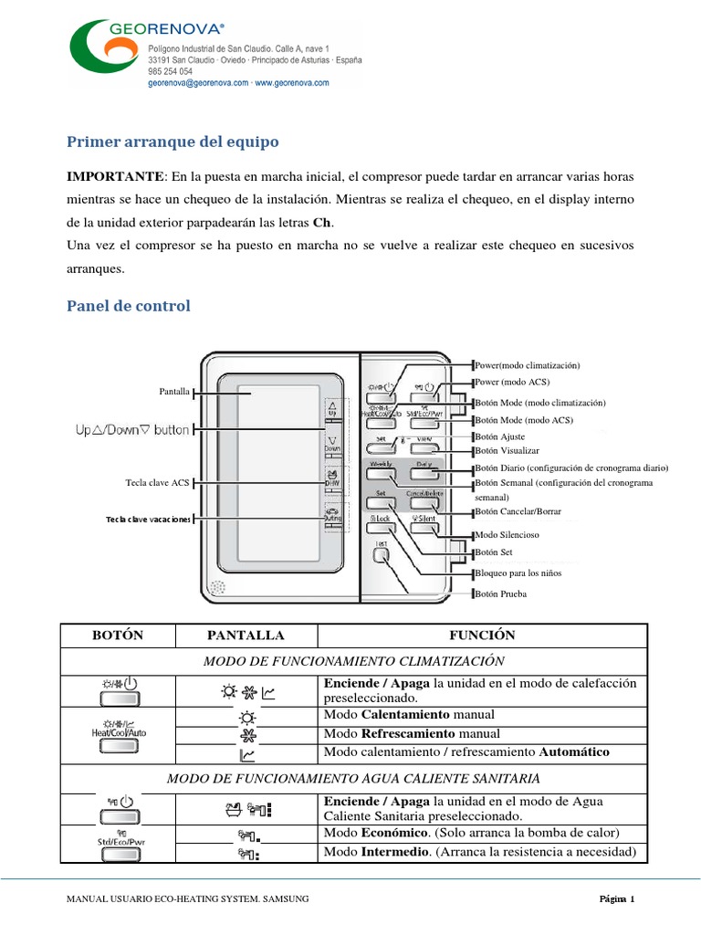 Manual Usuario Samsung EcoHeatingSystem | PDF | Caldera | Temperatura