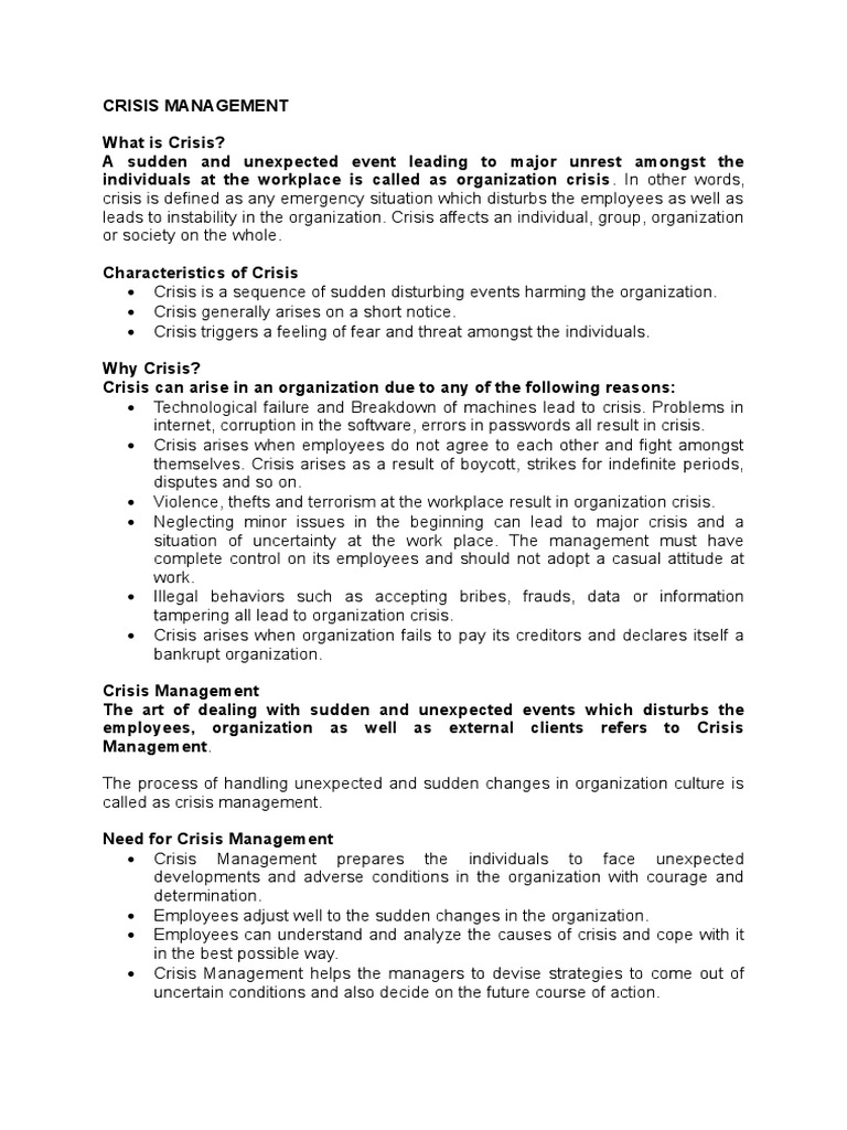 Crisis Management | PDF | Crisis Management | Reputation