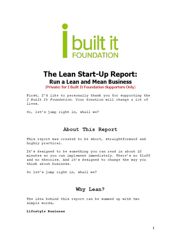 Lean Start Up Report | PDF | Social Media | Popular Culture & Media Studies