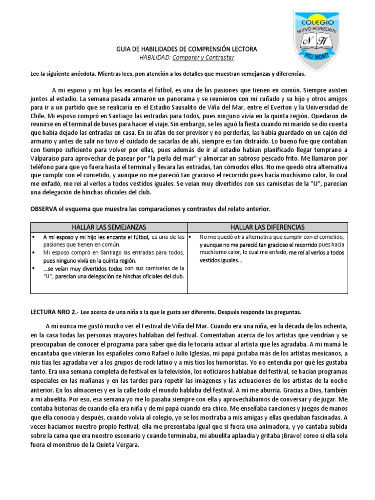 Comparar y Contrastar en Comprensión Lectora | PDF | Gobierno