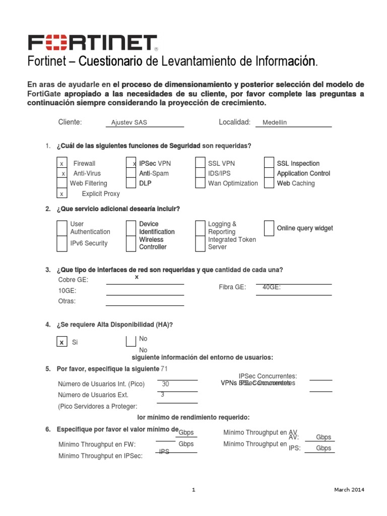 Fortinet Cuestionario Levantamiento Información FTG Ajustev | PDF | Transport Layer Security ...