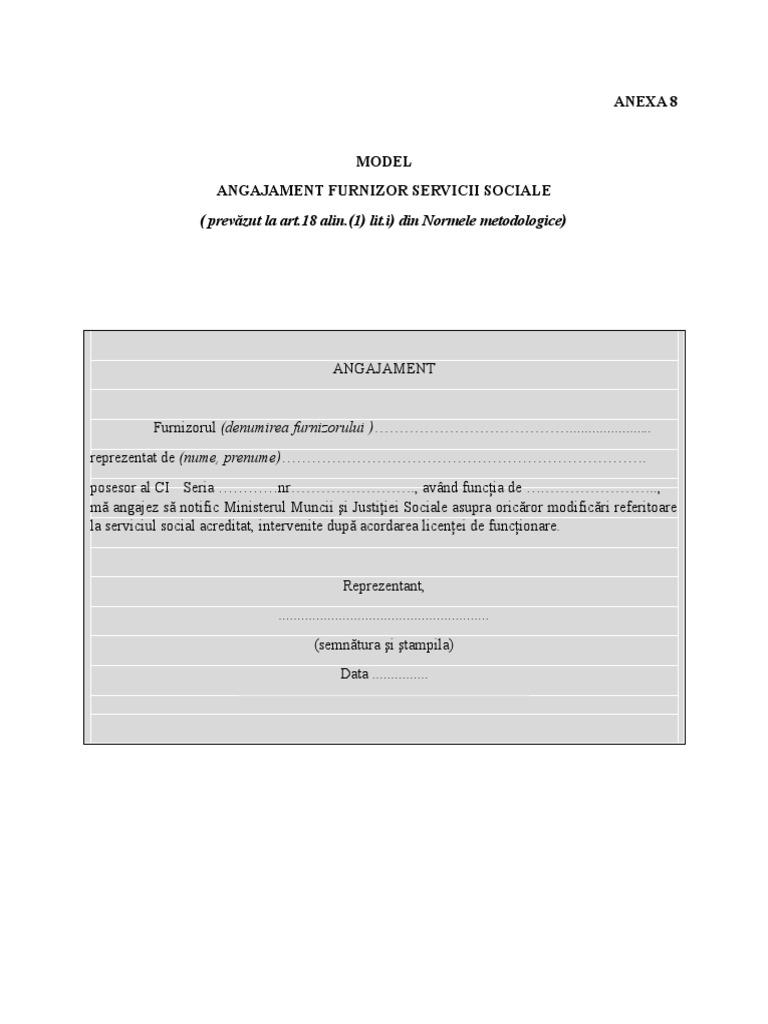 Anexa 8 Model Angajament II | PDF