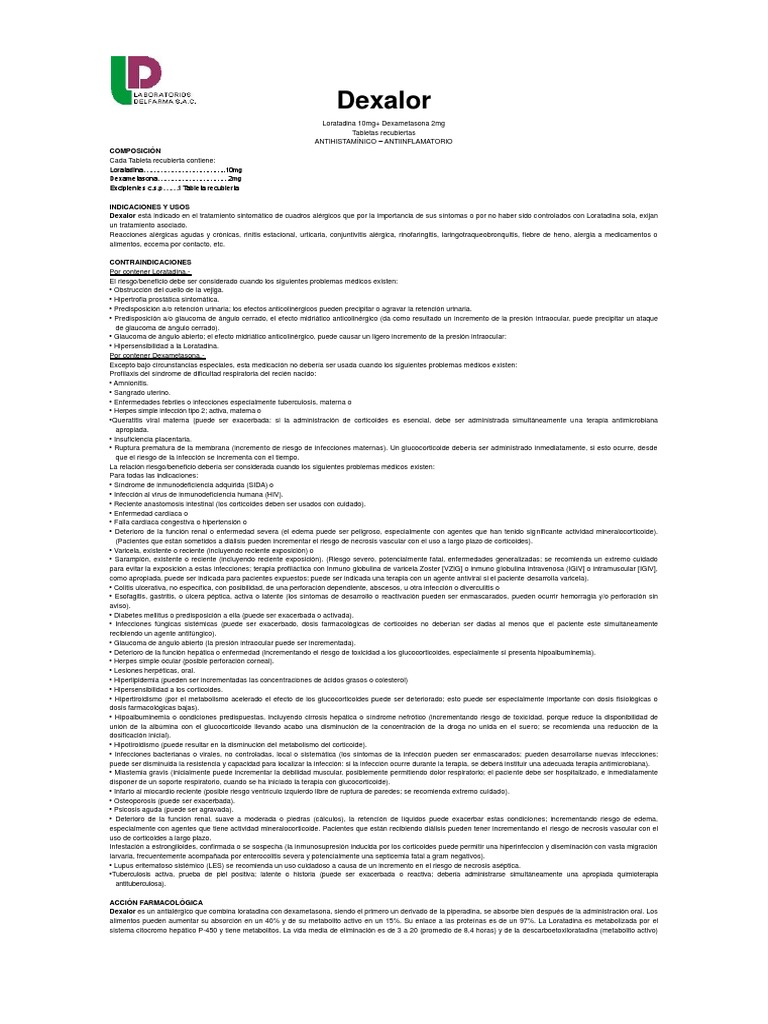 Uso y composición de Dexalor | PDF | Glucocorticoides | Corticosteroides