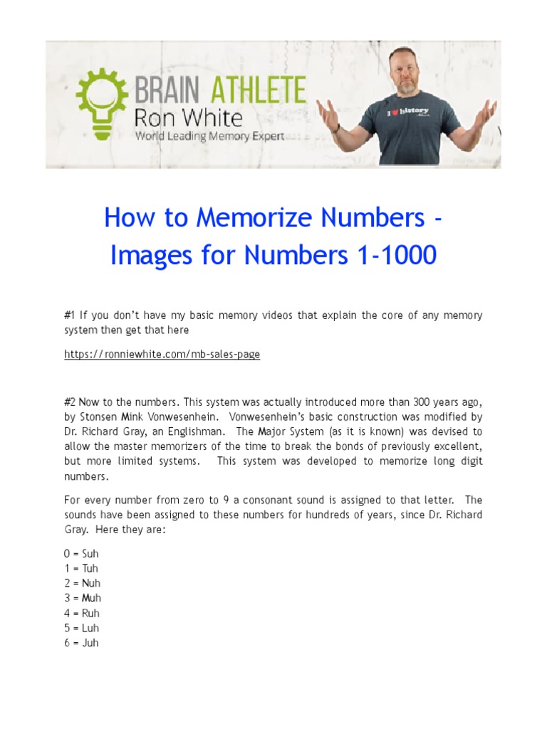 How to Memorize Numbers with Images for Numbers 1-1000 | PDF | Nature