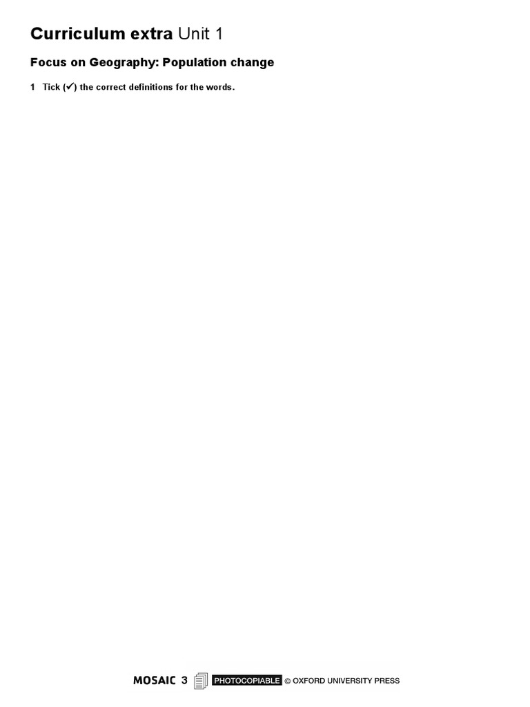 Curriculum Extra Unit 1: Focus On Geography: Population Change | PDF