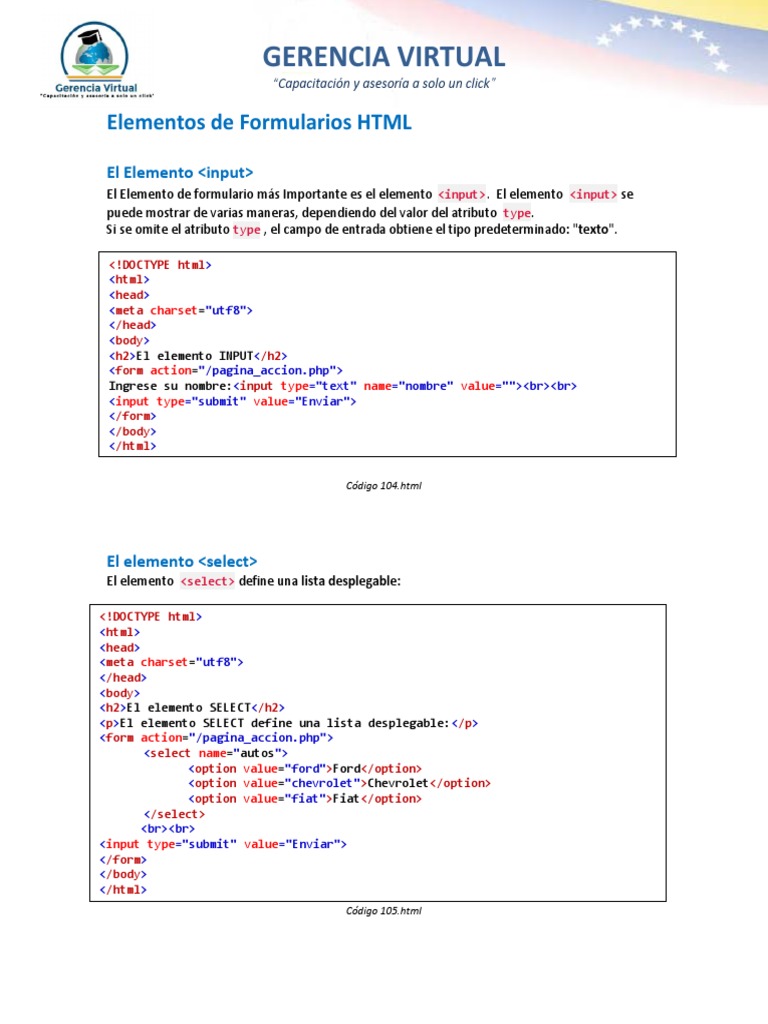 Elementos de Formulario HTML | PDF | HTML | Desarrollo de software
