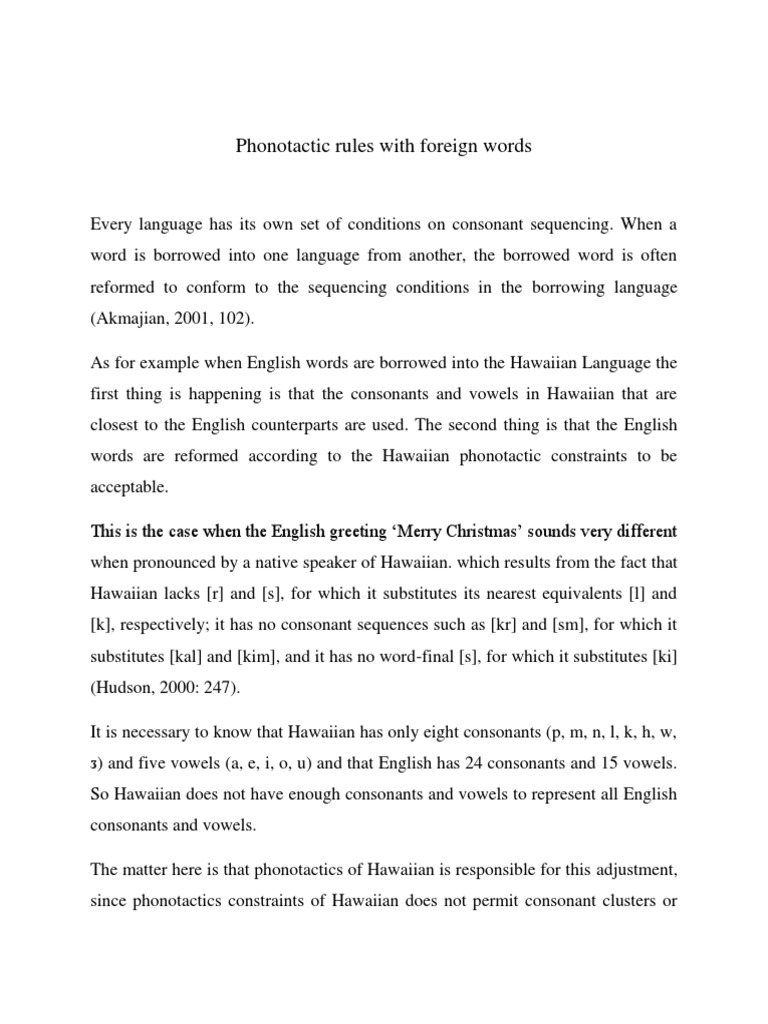 Phonotactic Rules With Foreign Words | PDF | English Language | Syllable