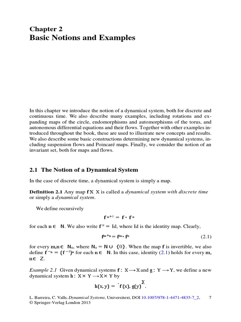 Basic Notions and Examples: 2.1 The Notion of A Dynamical System | PDF ...
