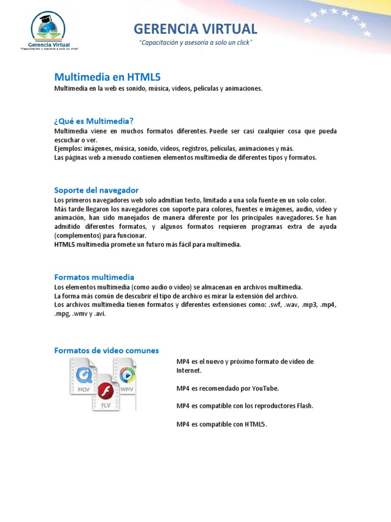 Elementos Multimedia en HTML5 | PDF | Multimedia | HTML