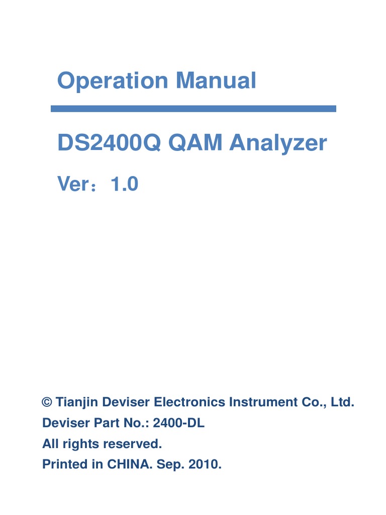 Ds2400q Operation Manual v1.00 | PDF | Modulation | Menu (Computing)