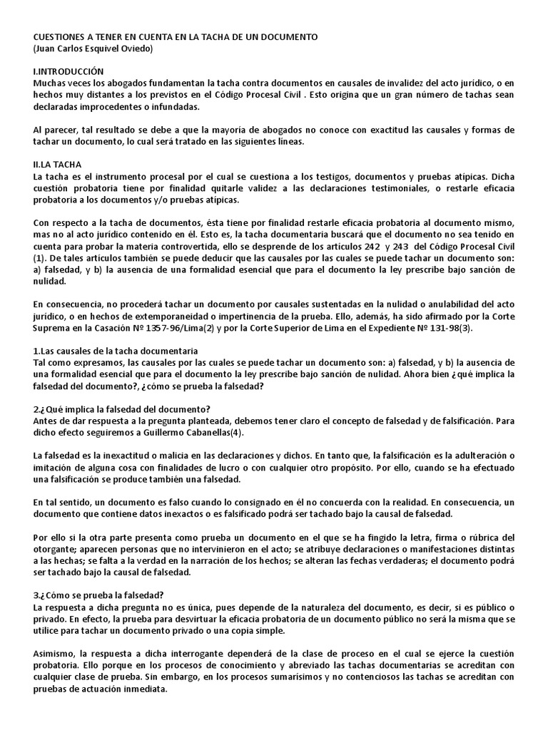 La Tacha de Un Documento | Descargar gratis PDF | Evidencia (ley) | Pagaré