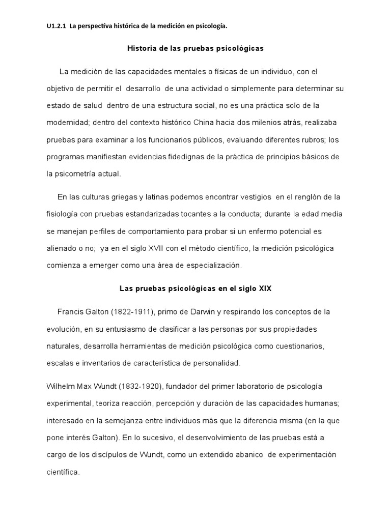 Historia de Las Pruebas Psicológicas | PDF | Sicología | Ciencias del comportamiento