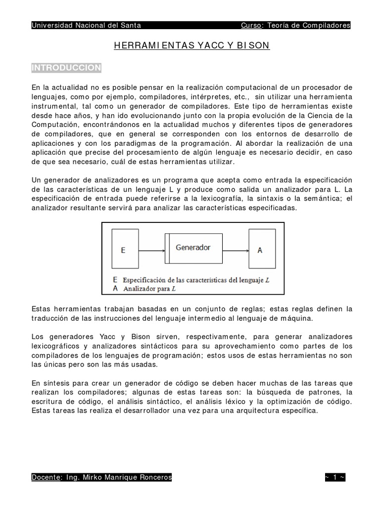 Sesion II 3u Herramienta Yacc y Bison | PDF | Compilador | Lenguaje de ... Sesion II 3u Herramienta Yacc y Bison | PDF | Compilador | Lenguaje de ...