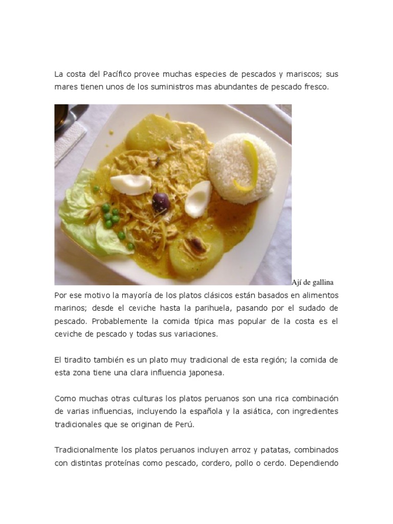 Platos Típicos de la Costa Peruana | PDF | Cocina latinoamericana | Cocina