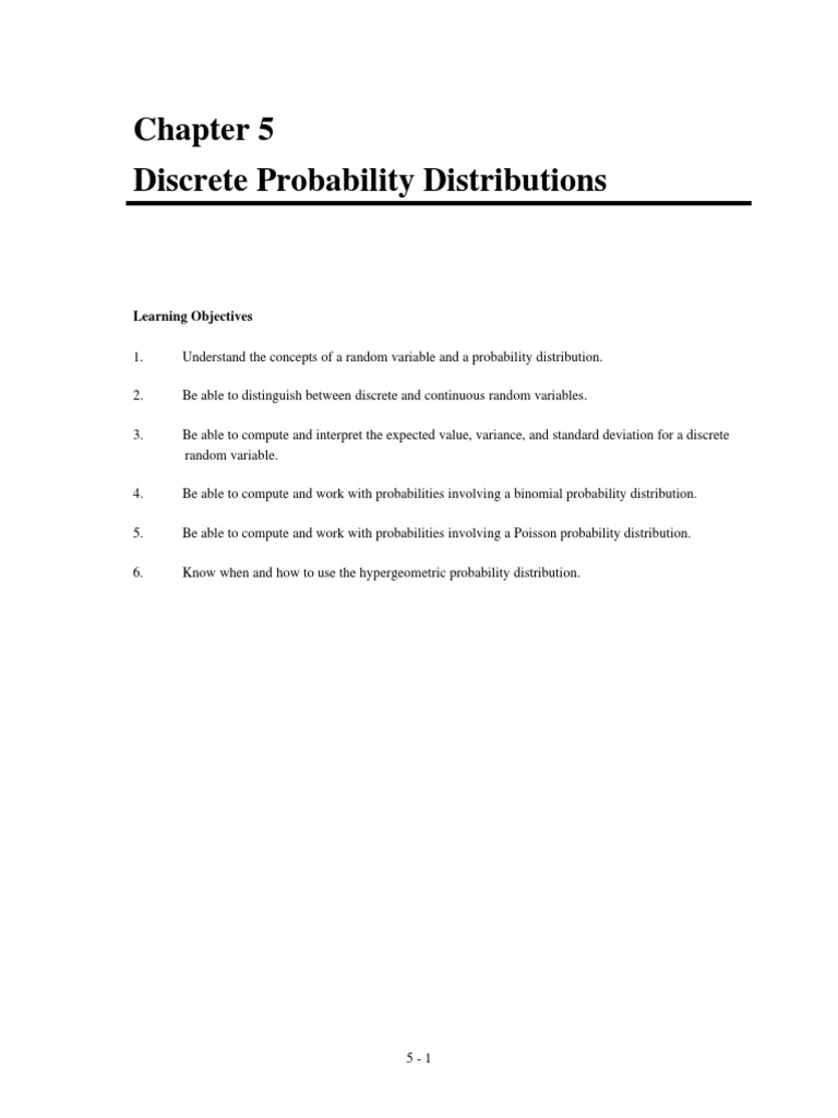 Chapter 5 Discrete Probability Distributions | PDF | Probability Distribution | Random Variable