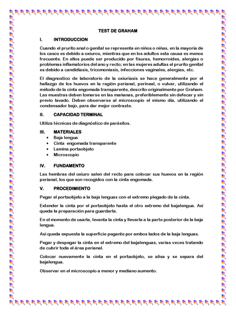 Test de Graham | PDF | Medicina CLINICA | Enfermedades y trastornos
