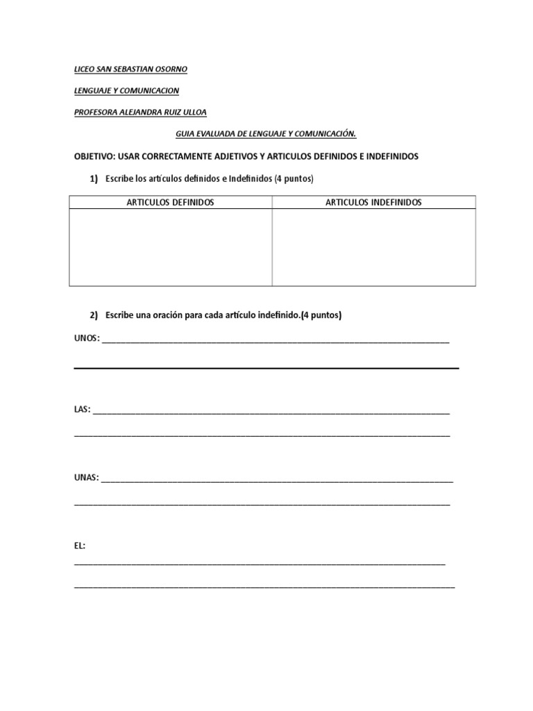 Ejercicios de Artículos Definidos e Indefinidos | PDF | Naturaleza