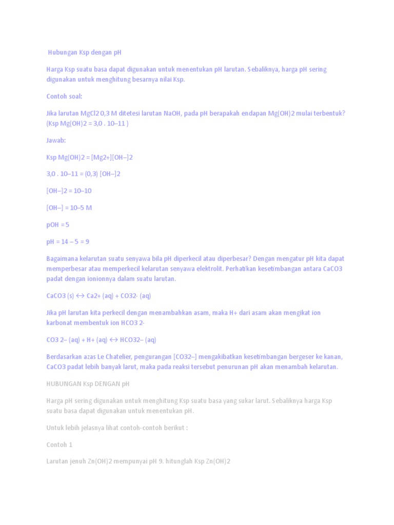 Hubungan Ksp dan pH dalam Larutan | PDF | Sains & Matematika