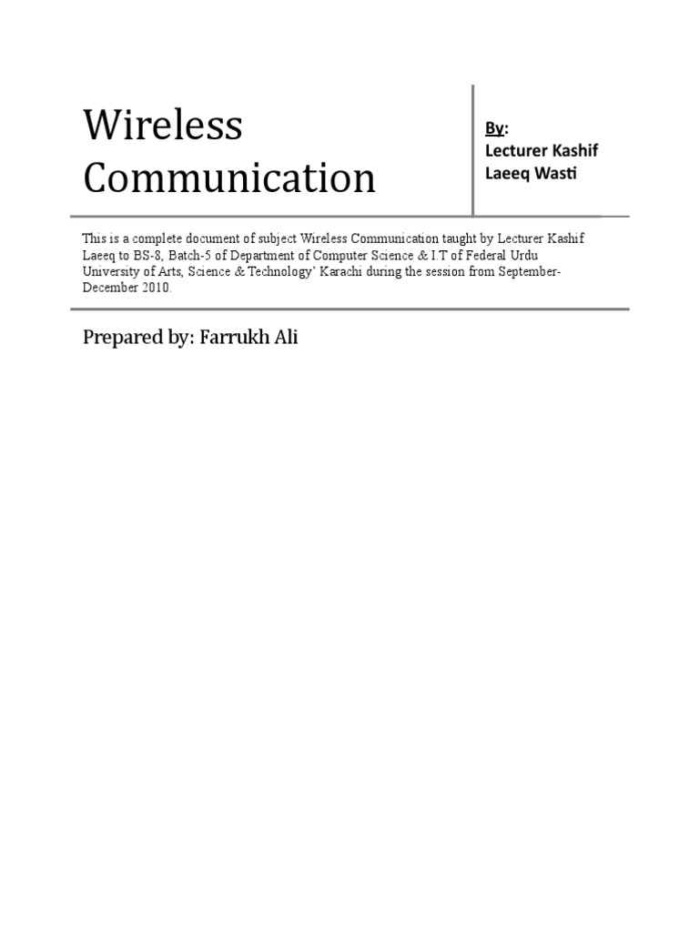 Wireless Communication Notes | PDF | Osi Model | Computer Network
