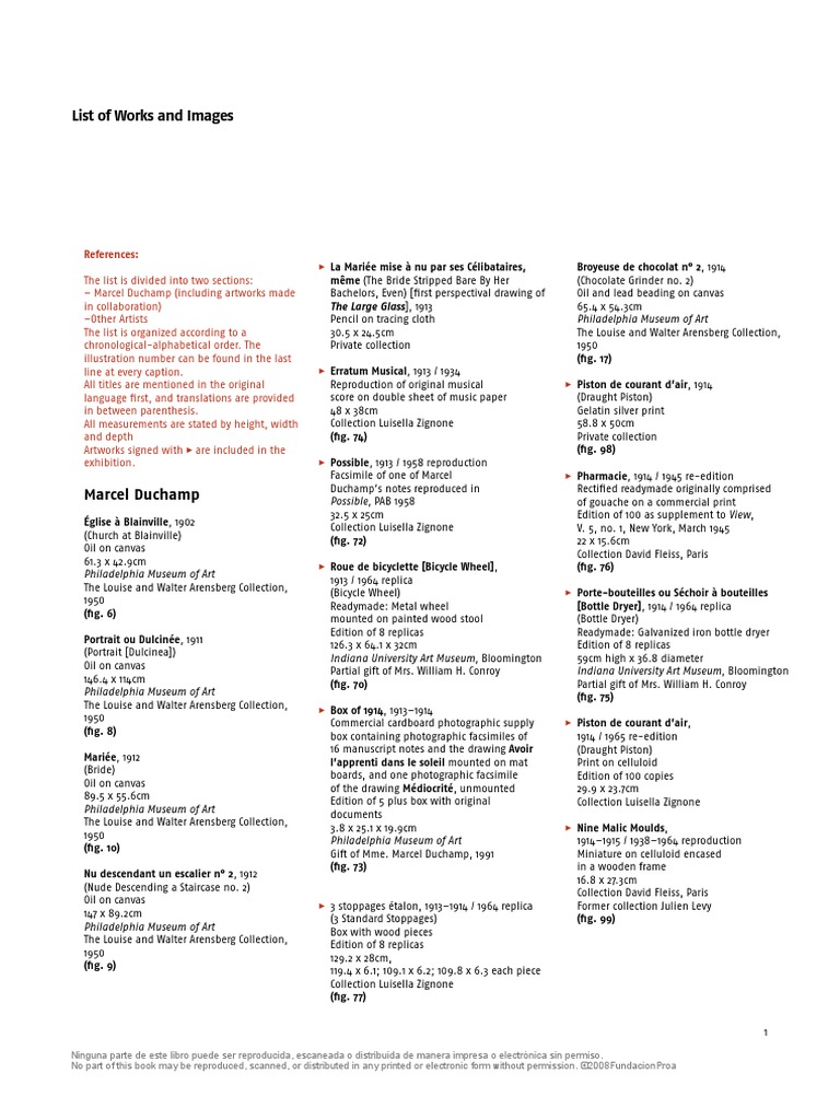 List of Works and Images: References: % | PDF | Art Media