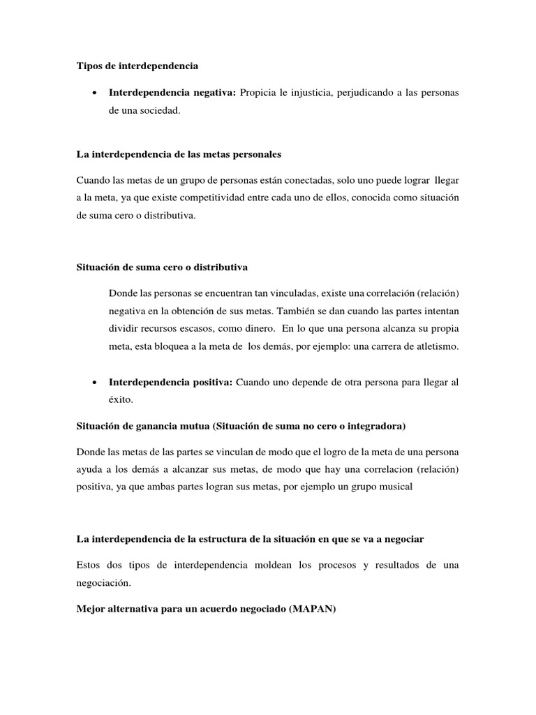 Tipos de Interdependencia y Ejemplos | PDF