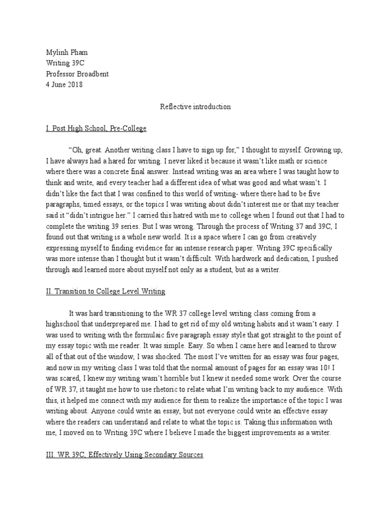 E-portfolio Reflective Intro | Essays | Beauty