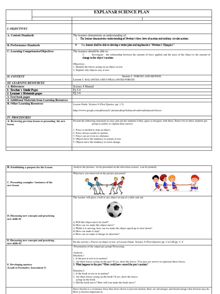 7es New DLL Grade 9 Science | PDF | Friction | Force